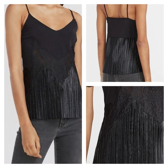 Express | Tops | Express Black Lace And Pleated Cami Top | Poshmark